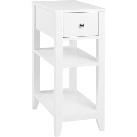 WOLTU 1x Slim Bedside Table, Narrow Nightstand with Drawer & Shelf ...