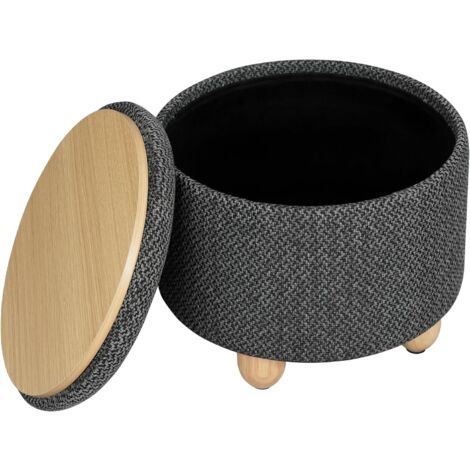 WOLTU Stool- round, padded, linen look, large storage space - bar stool ...