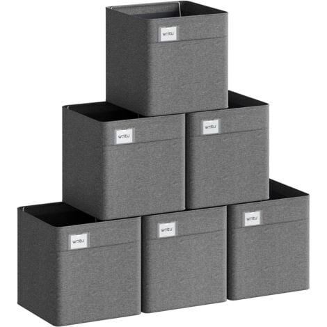 WOLTU Set of 6 Foldable Storage Boxes, Fabric Containers 17L, Dark Grey