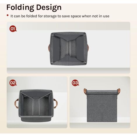 WOLTU 10x 25L Storage Boxes, Stackable Design Storage Chests Fabric, Grey