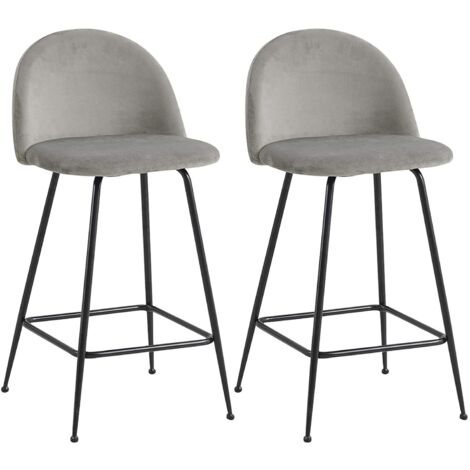 WOLTU 2x Modern Breakfast bar stools Velvet Padded Seat Metal Legs ...