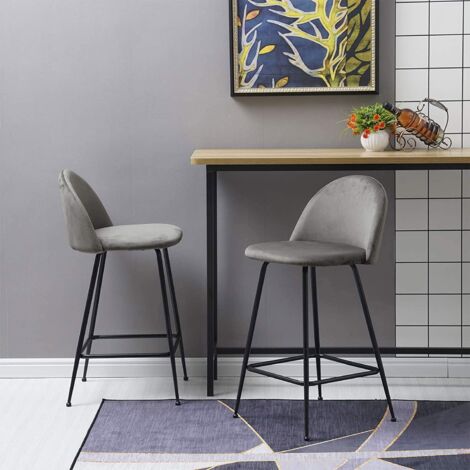 WOLTU 2x Modern Breakfast bar stools Velvet Padded Seat Metal Legs ...
