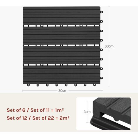 WOLTU 11x WPC Decking Tiles Garden Patio Balcony Interlocking Composite ...