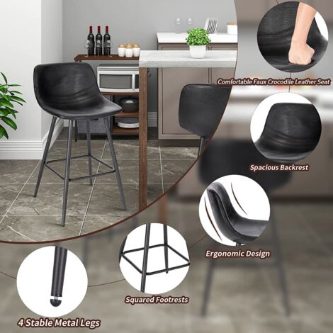 WOLTU Bar Stool Breakfast Bar Chair with Backrest. Faux Leather Bar ...