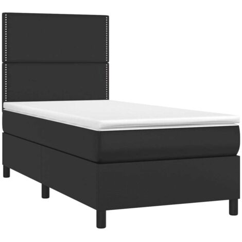 Lit adulte contemporain avec matelas et sommier tapissier noir ...