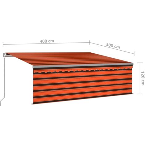 Auvent de balcon 4x3 m Chic-208837 manuel retractable orange marron ...