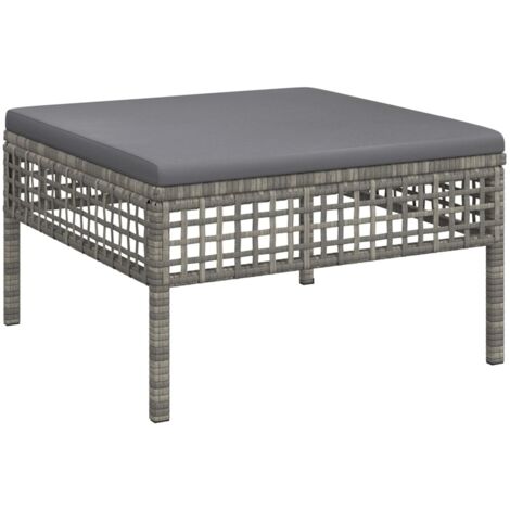 Mobilier de jardin en résine tressée grise 6 pièces avec coussins ...