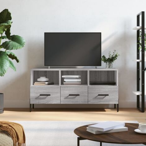 Meuble TV-Banc TV-Meuble Télé sonoma gris 102x36x50 cm bois d ...