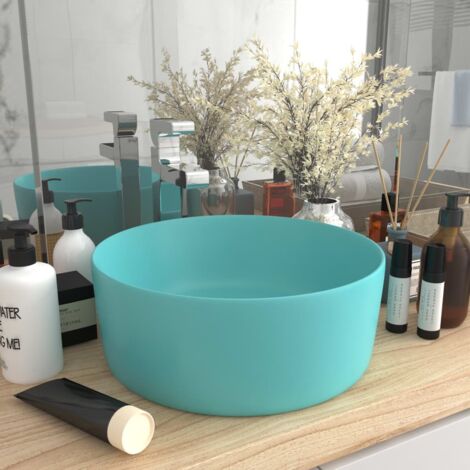 Vasque à poser ronde Vert mat céramique luxe 40x15 cm réf 439129 ...