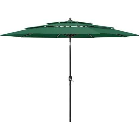 Parasol de jardin-Parasol de balcon à 3 niveaux avec mât en aluminium ...