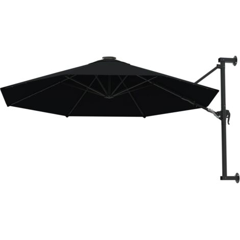 Parasol mural-Parasol de balcon avec mât en métal 300 cm Noir 816770