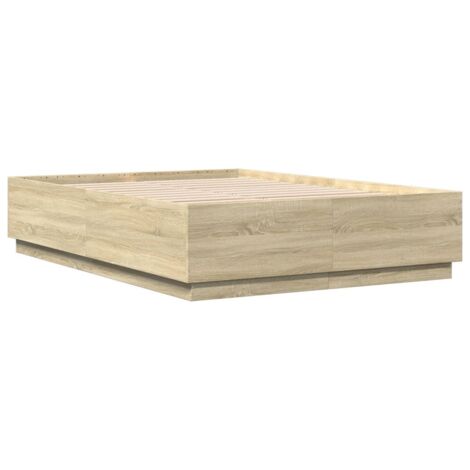 Cadre de lit LED 150x200 cm design bois de chêne sonoma moderne ...