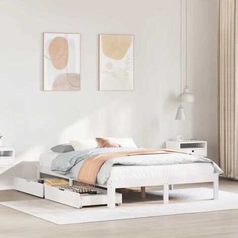 Cadre de lit avec tiroirs sans matelas-Structure de lit avec rangement ...