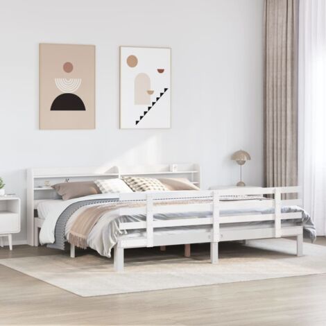 Structure de lit double blanche 180x200 cm moderne pour adulte ...