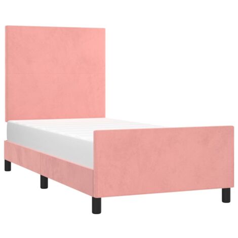 Structure de lit rose 100x200 cm velours cadre sans matelas 136305 ...