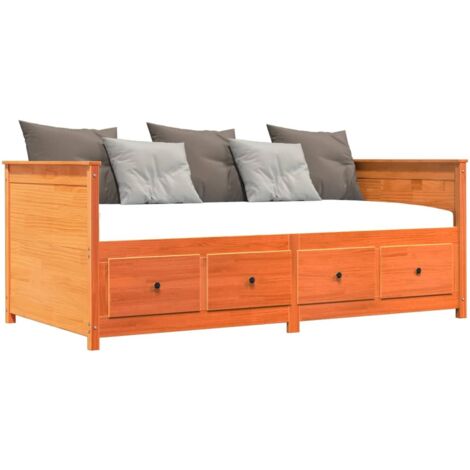 Lit de jour sans matelas-Canapé-lit cire marron 100x200 cm pin massif ...