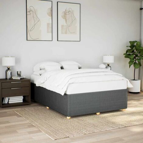 Cadre de lit en tissu robuste gris foncé 140x200 cm design épuré ...