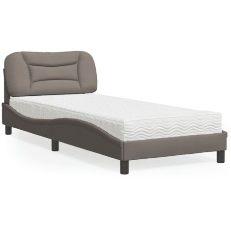Lit avec matelas-Structure de lit-Lit Adulte taupe 90x190 cm tissu 965399