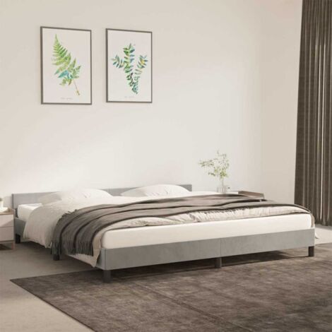 Structure de lit 200x200 cm en velours gris pour sommier double ...