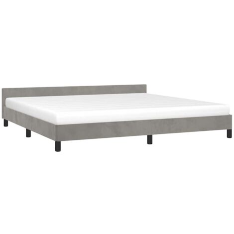 Structure de lit 200x200 cm en velours gris pour sommier double ...