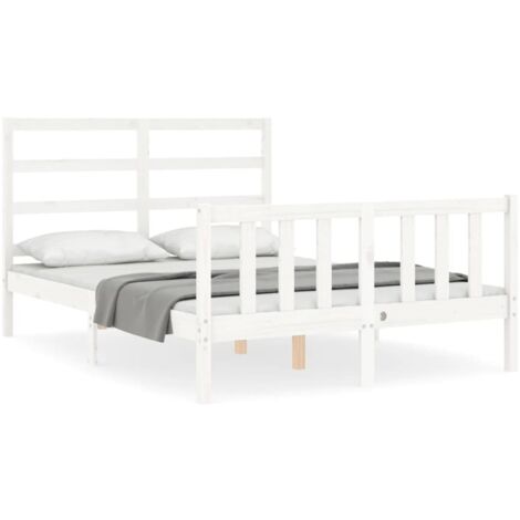Cadre de lit sans matelas-Structure de lit blanc 140x200 cm bois de pin ...