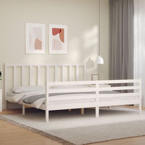 Cadre de lit sans matelas-Structure de lit blanc 200x200 cm bois massif ...