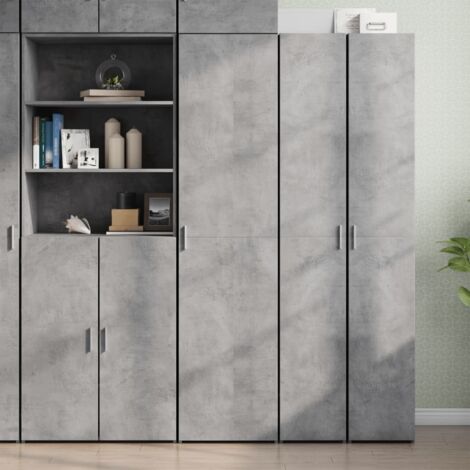 Buffet haut-Armoire de rangement gris béton 45x42,5x185 cm bois d ...