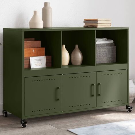 Buffet-Meuble de rangement vert olive 100,5x39x72 cm acier 716563
