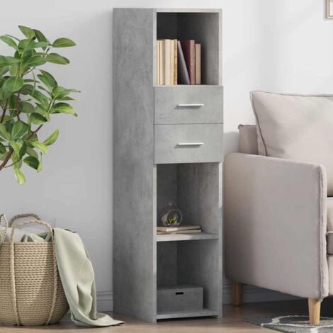 Buffet haut-Armoire de rangement gris béton 30x42,5x124 cm bois d ...