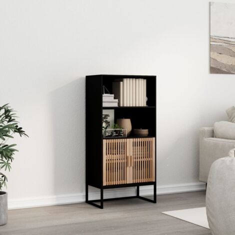 Buffet haut-Armoire de rangement noir 60x35x125 cm bois d'ingénierie 752874