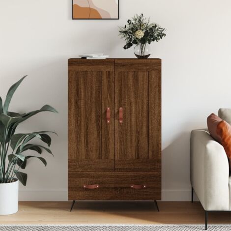 Buffet haut-Armoire de rangement chêne marron 69,5x31x115 cm bois d ...