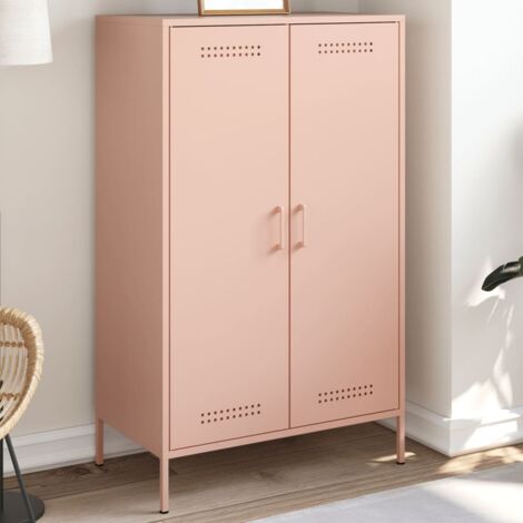 Buffet haut-Armoire de rangement rose 68x39x113 cm acier 805393