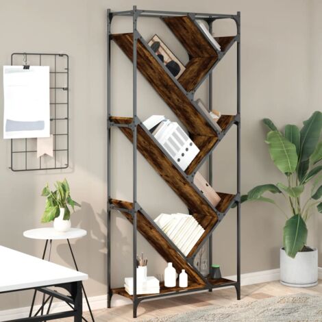Bibliothèque-Étagère de Rangement chêne fumé 79x30x180 cm bois d ...
