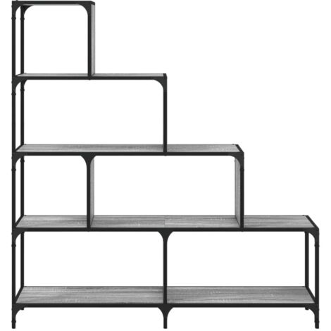 Étagère de rangement grise à 4 niches bibliothèque salon ou bureau ...