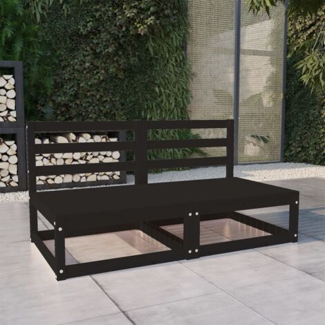 Canapé 2 places de jardin-Salon de jardin Sofa extérieur Noir Bois de ...