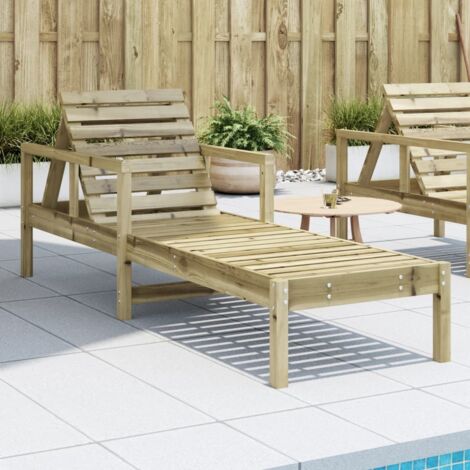 Chaise longue-Bain de soleil-Transat de relaxation 199,5x62x55 cm bois ...