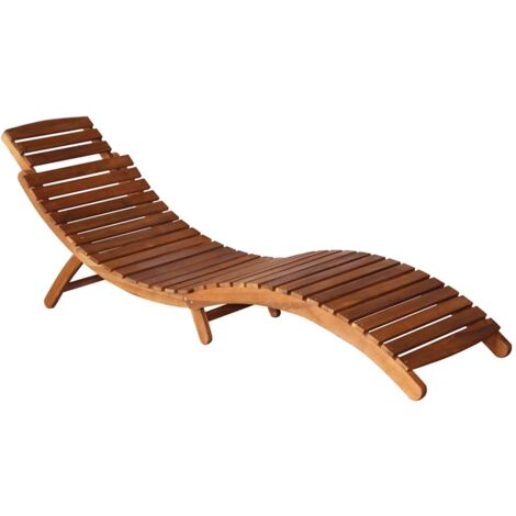 Chaise longue de jardin avec table et coussin-Bain de soleil-Transat de relaxation Bois d'acacia ...