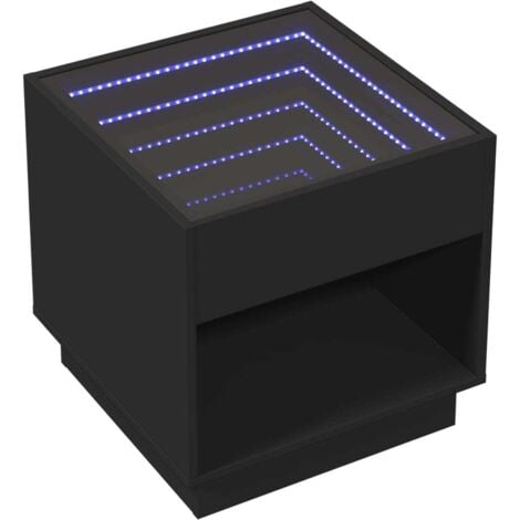 Table basse avec LED infini-Table Salon avec lumière noir 50x50x50 cm ...