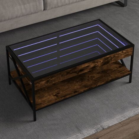 Table basse avec LED infini-Table Salon avec lumière chêne fumé ...