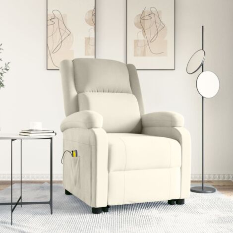 Fauteuil de massage-Chaise de relaxation-Fauteuil Relax Crème Velours 811273