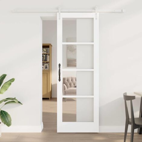 Porte coulissante-Porte intérieure Blanc 73.5 x 211 cm Bois et métal 509316