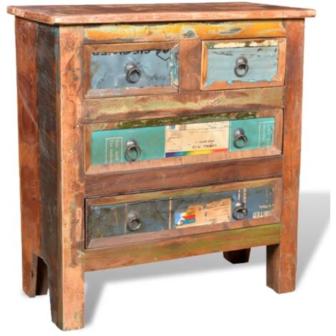 Armoire avec 4 tiroirs-Meuble de rangement Bois massif de récupération ...