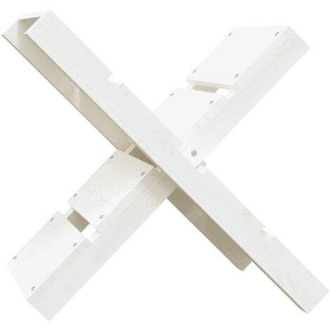 Portant de bois de chauffage robuste en pin massif Blanc 47cm ...
