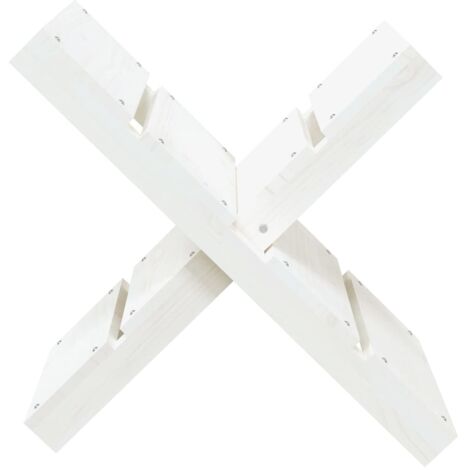 Portant de bois de chauffage robuste en pin massif Blanc 47cm ...