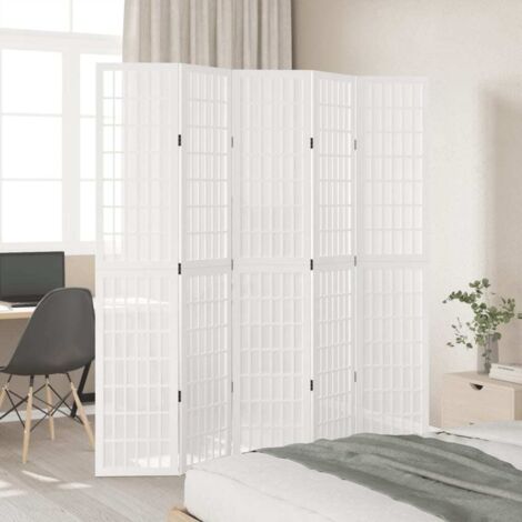 Cloison de séparation 5 panneaux-Paravent-Séparateur de pièce blanc ...