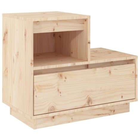 Tables de chevet en bois de pin massif gris lot de 2 design épuré 60cm ...