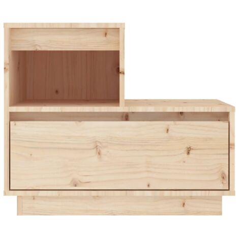 Tables de chevet en bois de pin massif gris lot de 2 design épuré 60cm ...