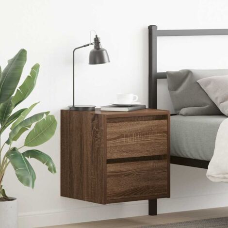 Tables de chevet murales 2 pcs-Lot de 2 Table de nuit flottante chêne ...