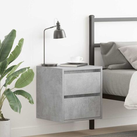 Table de chevet murale-Table de nuit flottante gris béton 38x34x40 cm ...