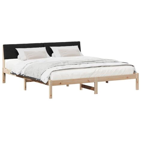 Structure de lit double king size marron et noir en pin 149428 ...